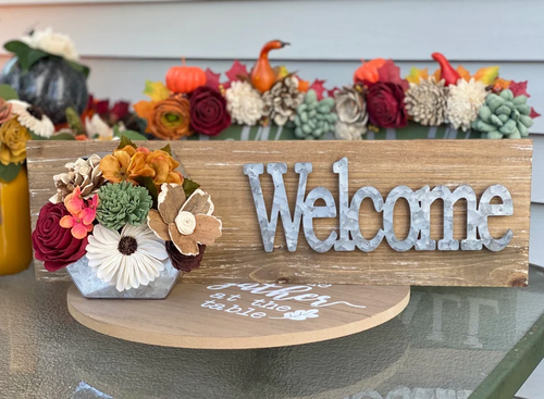 Floral Greetings Wood Welcome Sign | Forever Blooms