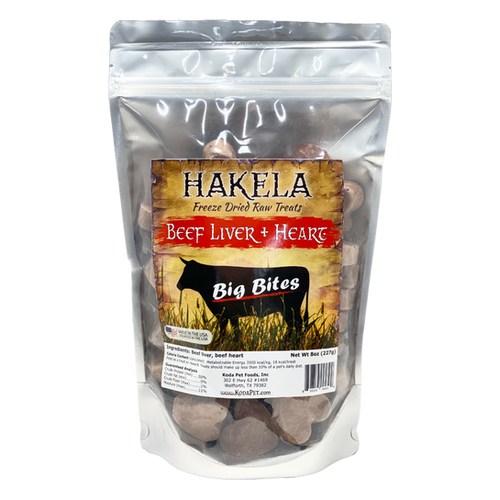 Hakela Beef Liver & Heart Big Bites Dog Treats 8oz | Koda Pet Foods