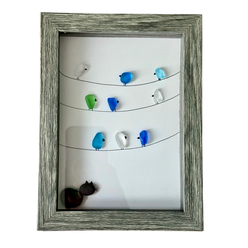 Birdwatcher Framed Sea Glass Art | My Cassie's Creations