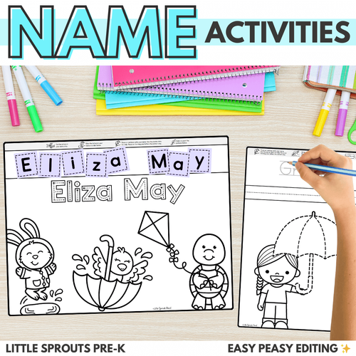 Spring Name Craft | Name Tracing Editable for Preschool, PreK, Kinder ...