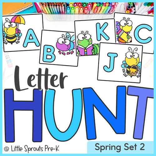 Letter Hunt Write the Room Alphabet Activity A-Z Spring Theme | Little ...