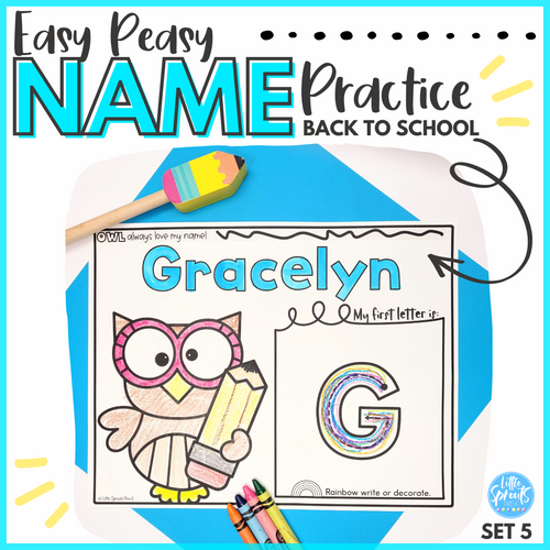 Back to School SET 5 Easy Peasy Name Activities PreK, Kinder | Little ...