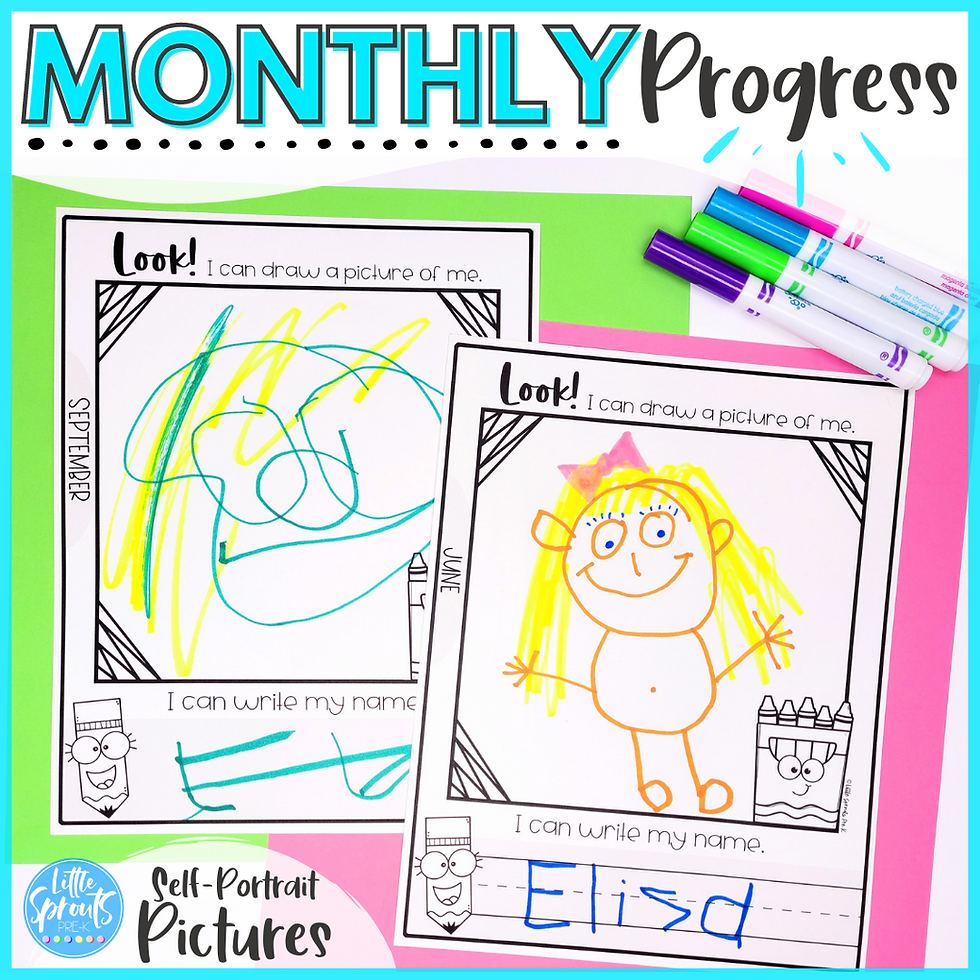 Monthly Progress Activity | Write Name & Draw Self-Portrait | Portfolio ...