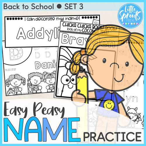 Back to School SET 3 Easy Peasy Name Practice Activities PreK, Kinder ...