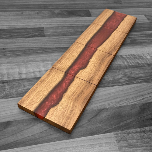 Set of coasters made from walnut and ruby red epoxy resin | BooStarWood