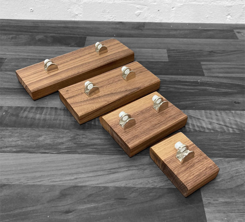 Walnut Glass display stands with clamps | BooStarWood