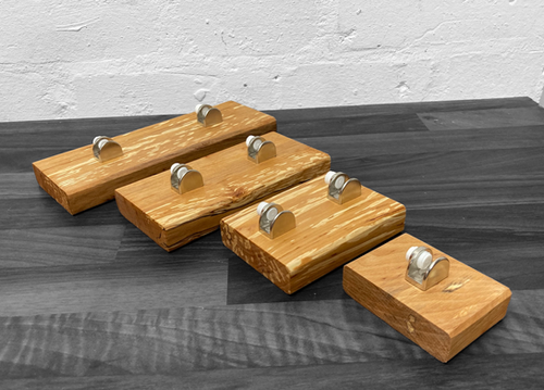 Clamp stands made from Spalted Alder for displaying glass art | BooStarWood