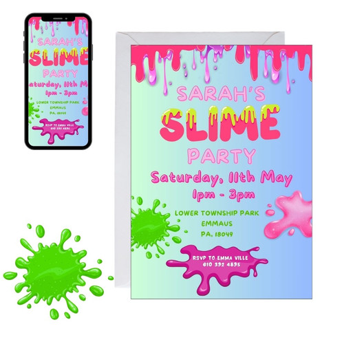 Slime Invitation - customizable | astorybookparty