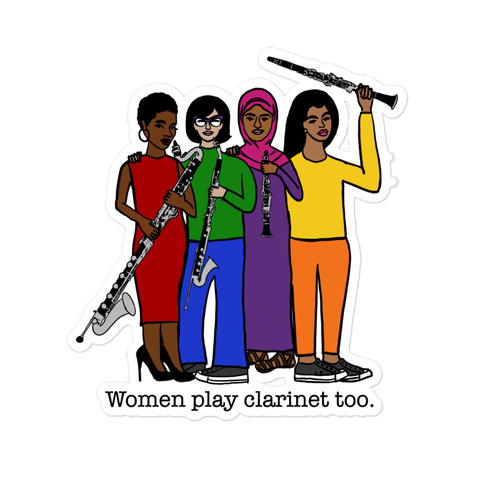 Women Play Clarinet Too Stickers | Clever Clarinetist | Kansas City
