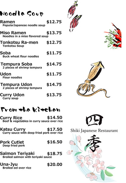 Menu | SHIKI Japanese Restaurant in Rochester NY