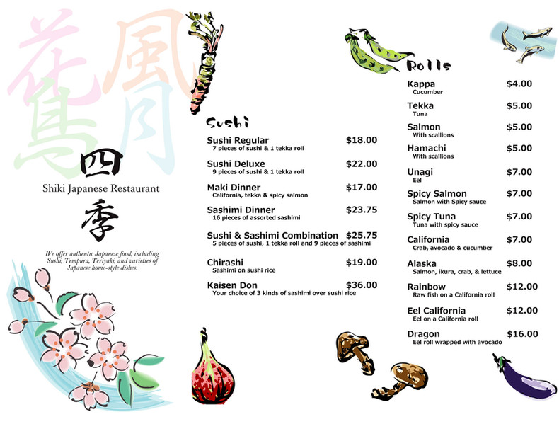 Menu | SHIKI Japanese Restaurant in Rochester NY