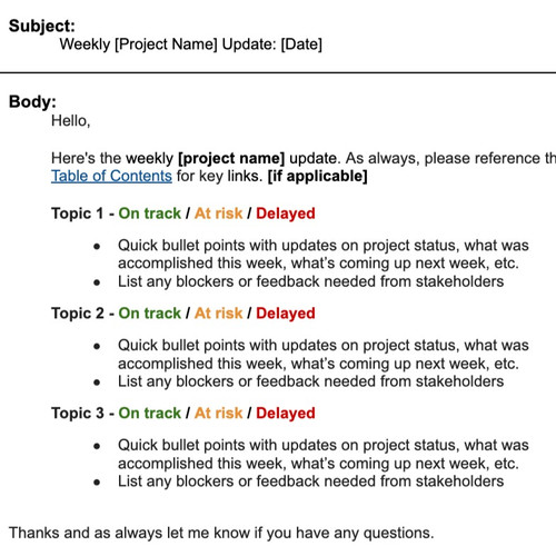 Project Update Email Template | Way Forth Collective