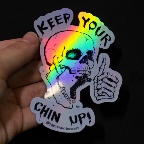 Keep Your Chin Up Holographic Rainbow Sticker | Joyce Rainbow