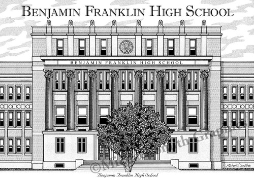 Benjamin Franklin High School wall art print by Michael Smith Graphics