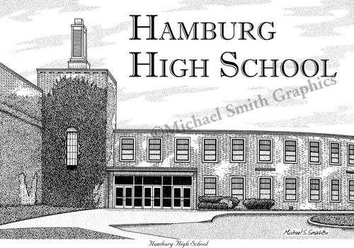 Hamburg High School wall art print by Michael Smith Graphics