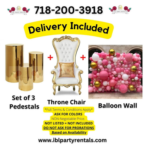 NY or NJ DELIVERY INCLUDED - Balloon Wall, Throne Chair, AND Pedestals ...