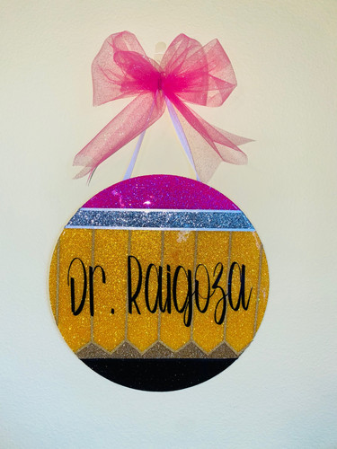 Name Sign | Round | Pencil Pattern | Custom Epoxy | onesmartcookieco