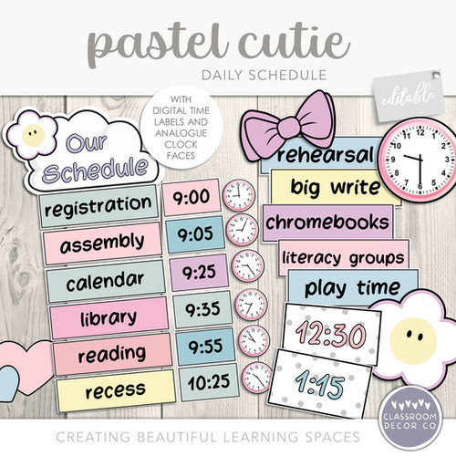 Pastel Cutie | Daily Schedule | Classroom Decor Co