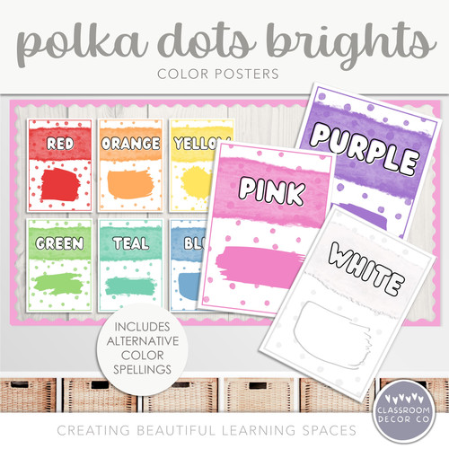 Polka Dots Brights | Color Posters | Classroom Decor Co