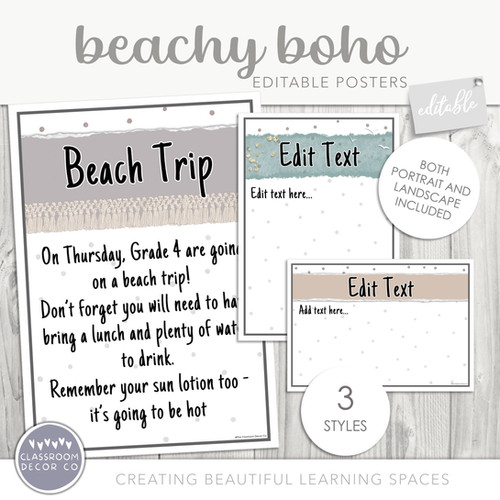 Beachy Boho | Editable Posters | Classroom Decor Co