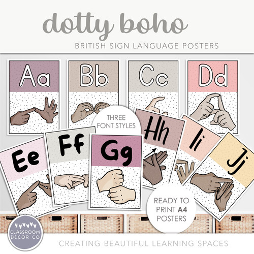 Dotty Boho | BSL British Sign Language Posters | Classroom Decor Co