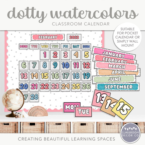 Dotty Watercolor | Calendar | Classroom Decor Co