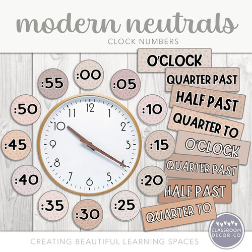 Modern Neutrals | Clock Numbers | Classroom Decor Co
