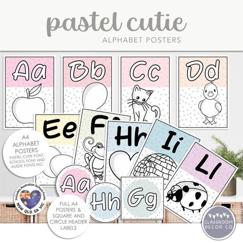 Pastel Cutie ♥ Alphabet Posters | Classroom Decor Co