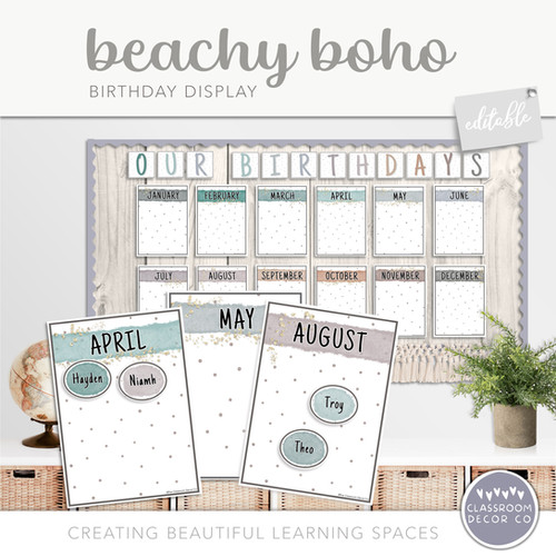 Beachy Boho | Birthday Display | Classroom Decor Co