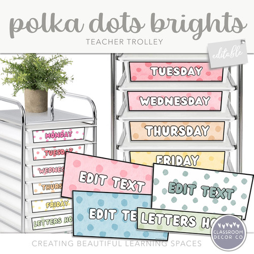 Polka Dots Brights | Teacher Trolley | Classroom Decor Co