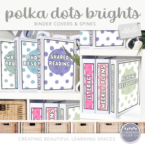 Polka Dots Brights | Binder Covers & Spines | Classroom Decor Co