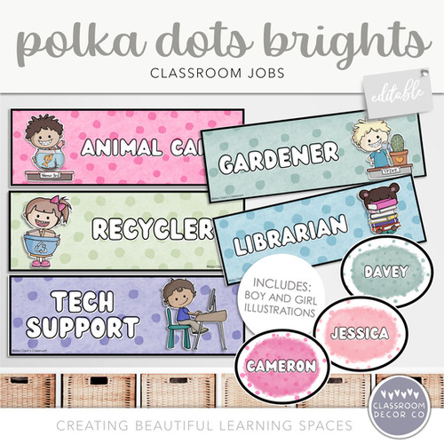 Polka Dots Brights | Classroom Jobs | Classroom Decor Co