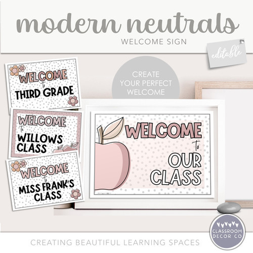 Modern Neutrals | Welcome Sign | Classroom Decor Co