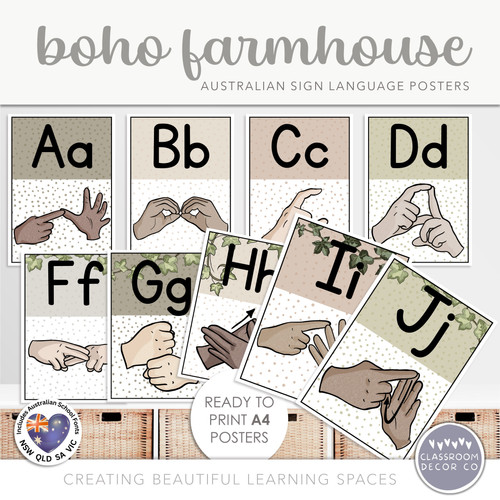 Boho Farmhouse | AUSLAN Australian Sign Language Posters | Classroom ...