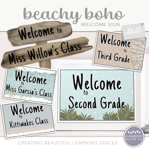 Beachy Boho | Welcome Sign | Classroom Decor Co