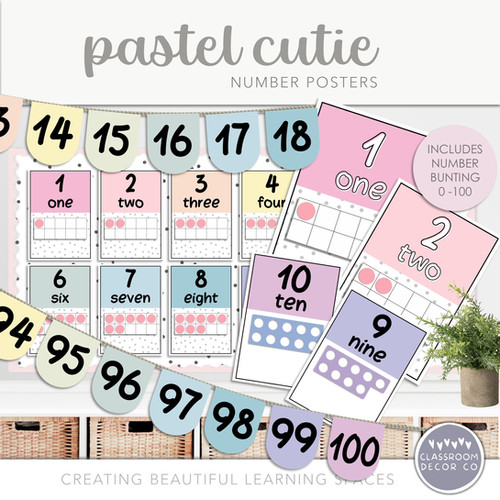 Pastel Cutie | Number Posters | Classroom Decor Co