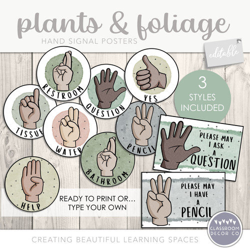 Plants and Foliage | Hand Signals | Classroom Decor Co