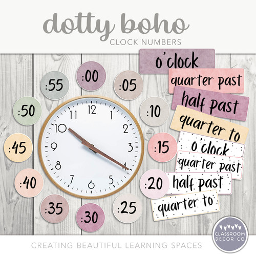 Dotty Boho | Clock Numbers | Classroom Decor Co