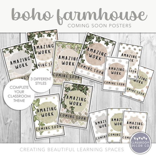 Boho Farmhouse | Coming Soon Posters | Classroom Decor Co