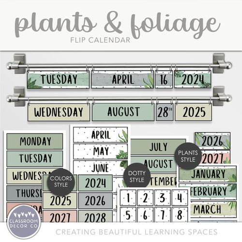 Plants and Foliage | Flip Calendar | Classroom Decor Co