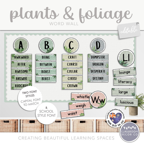 Plants and Foliage | Word Wall | Classroom Decor Co