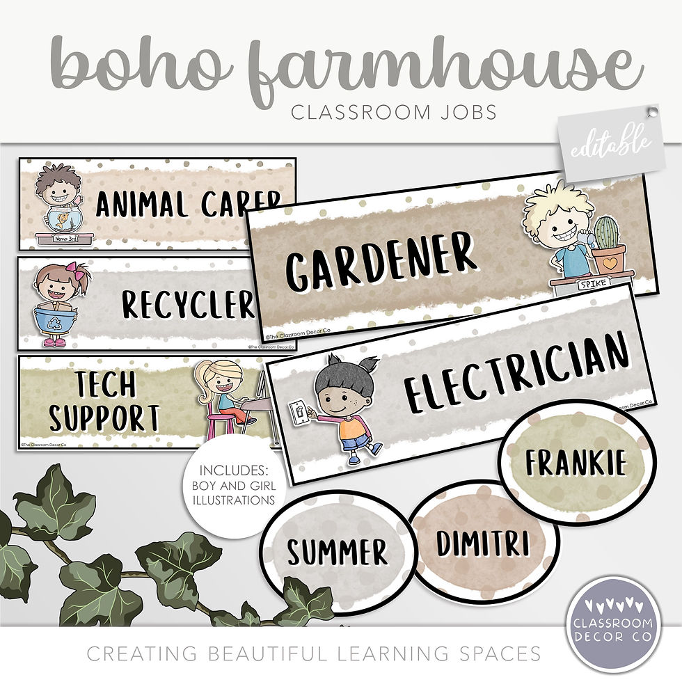 Boho Farmhouse | Classroom Jobs | Classroom Decor Co