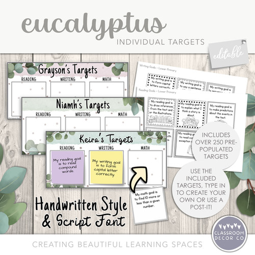 Eucalyptus | Individual Student Targets | Classroom Decor Co