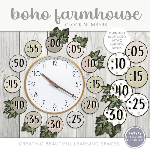 Boho Farmhouse | Clock Numbers | Classroom Decor Co