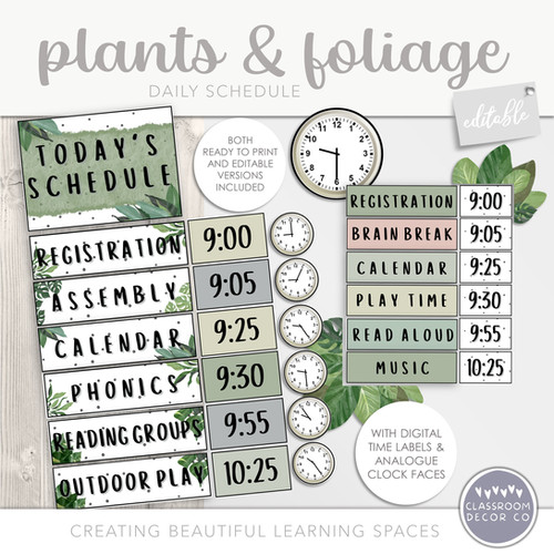 Plants and Foliage | Daily Schedule | Classroom Decor Co