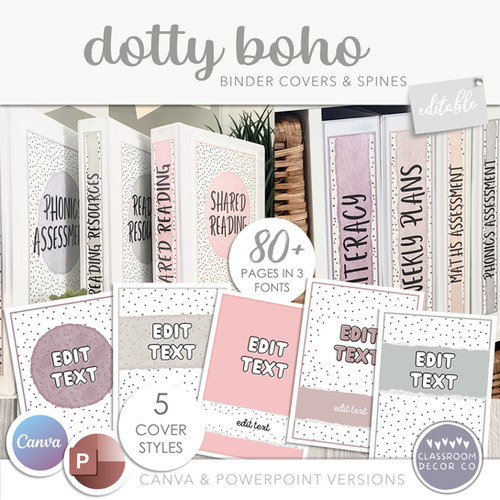 Dotty Boho | Binder Covers & Spines | Classroom Decor Co