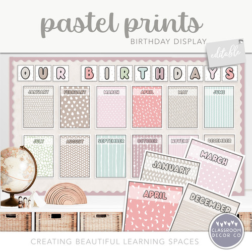 Pastel Prints | Birthday Display | Classroom Decor Co
