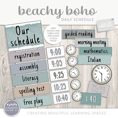 Beachy Boho | Daily Schedule | Classroom Decor Co