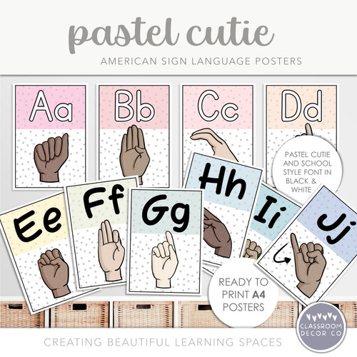 Pastel Cutie | ASL American Sign Language Posters | Classroom Decor Co