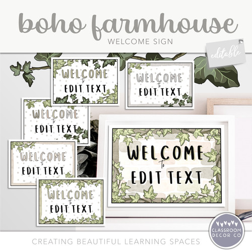 Boho Farmhouse | Welcome Sign | Classroom Decor Co
